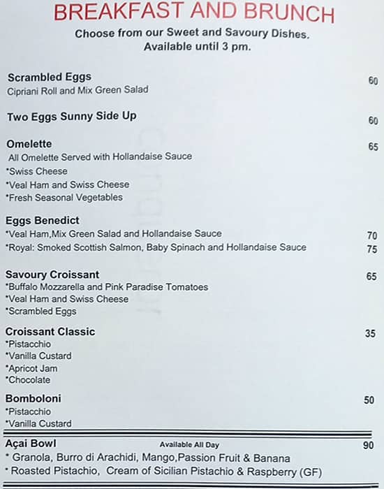 Menu of Cipriani Dolci, Al Safa, Dubai