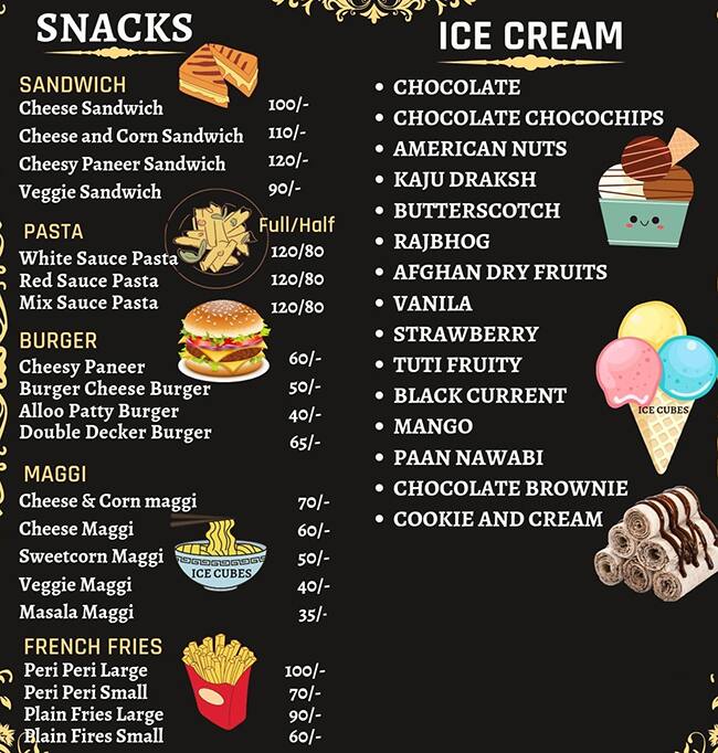 Menu of Ice Cubes, Pratap Vihar, Ghaziabad