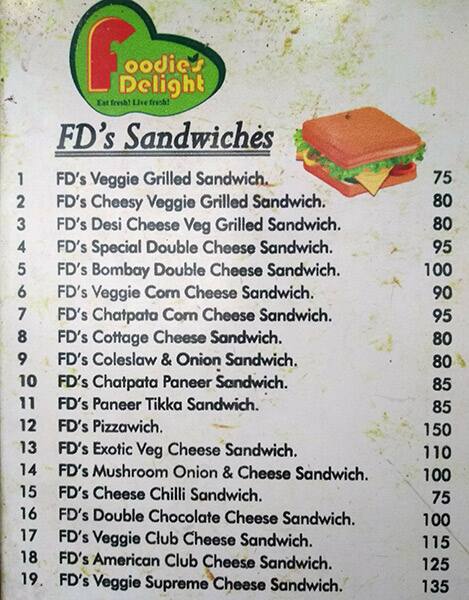 Menu of Foodie's Delight, Kankurgachi, Kolkata