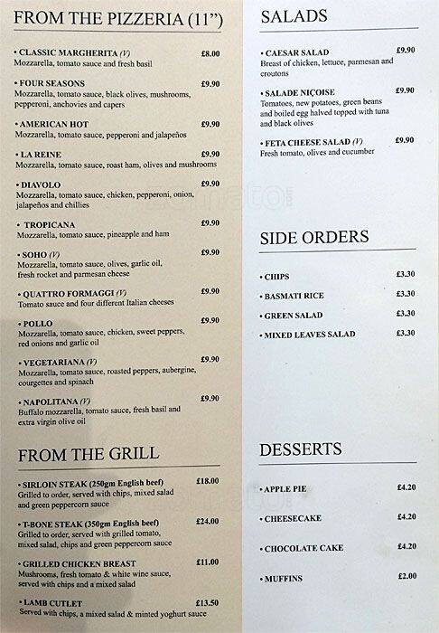 Menu at Tower Hill Diner restaurant, London, Tower Hill Shopping Mall