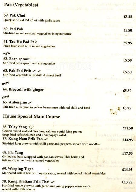 Menu at Strand Cafe, London