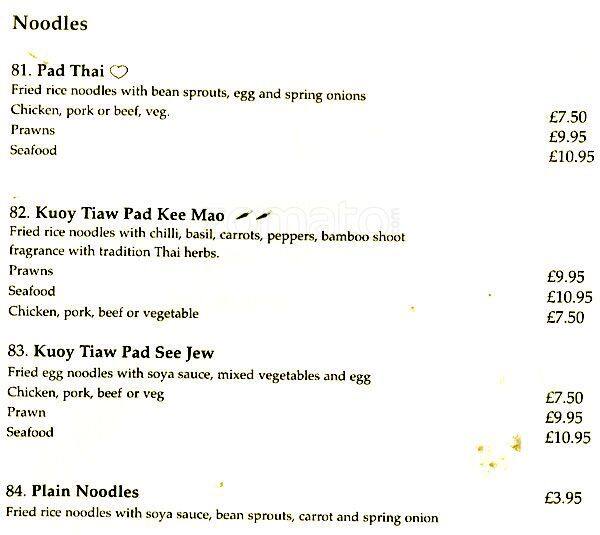 Menu at Strand Cafe, London