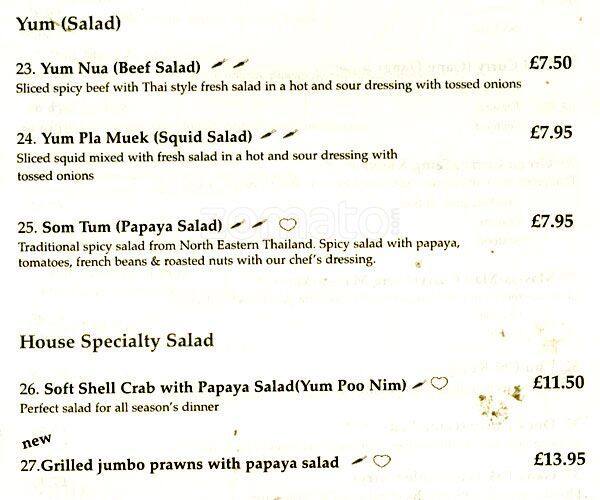 Menu at Strand Cafe, London