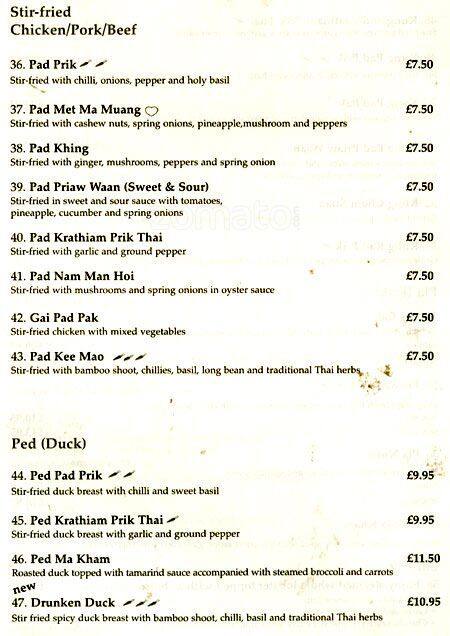 Menu at Strand Cafe, London