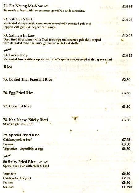 Menu at Strand Cafe, London