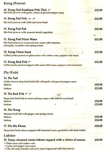 Menu at Strand Cafe, London