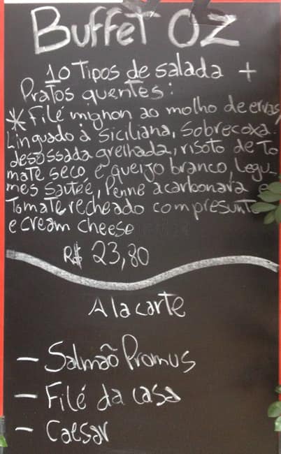 Menu at Oz Café Bistrô, São Paulo