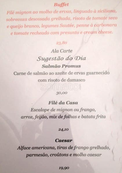 Menu at Oz Café Bistrô, São Paulo