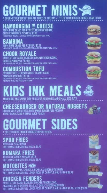 BurgerFuel Menu, Menu for BurgerFuel, Te Aro, Wellington City ...