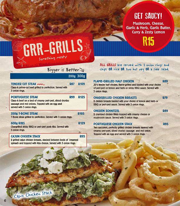 Menu at John Dory's, Durban, 2nd Floor