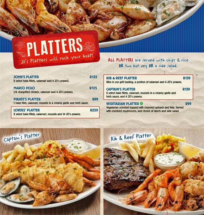 Menu at John Dory's, Durban, 2nd Floor