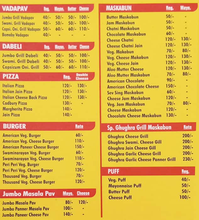 Menu of Collegian Sandwich & Snacks, Ellis Bridge, Ahmedabad