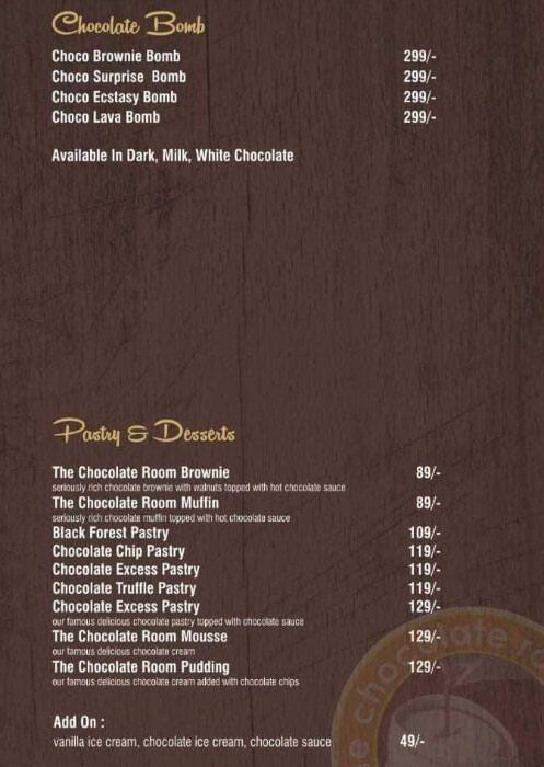 Menu at The Chocolate Room, Pune, Narhari Building