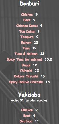 Menu at Sushi Mania Northvancouver restaurant, North Vancouver