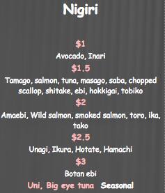 Menu at Sushi Mania Northvancouver restaurant, North Vancouver