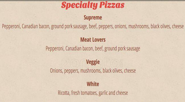 Menu at Villa Dianna Italian Restaurant, Burleson