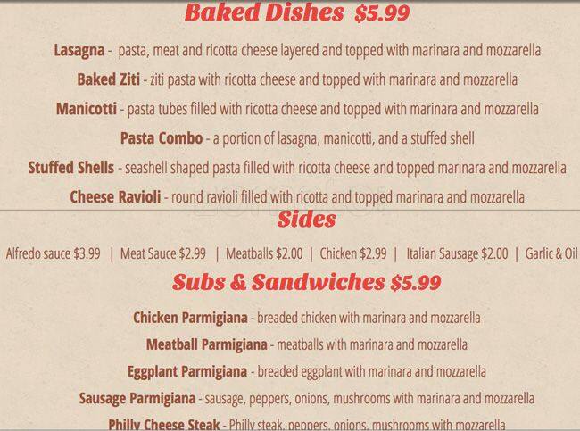 Menu at Villa Dianna Italian Restaurant, Burleson