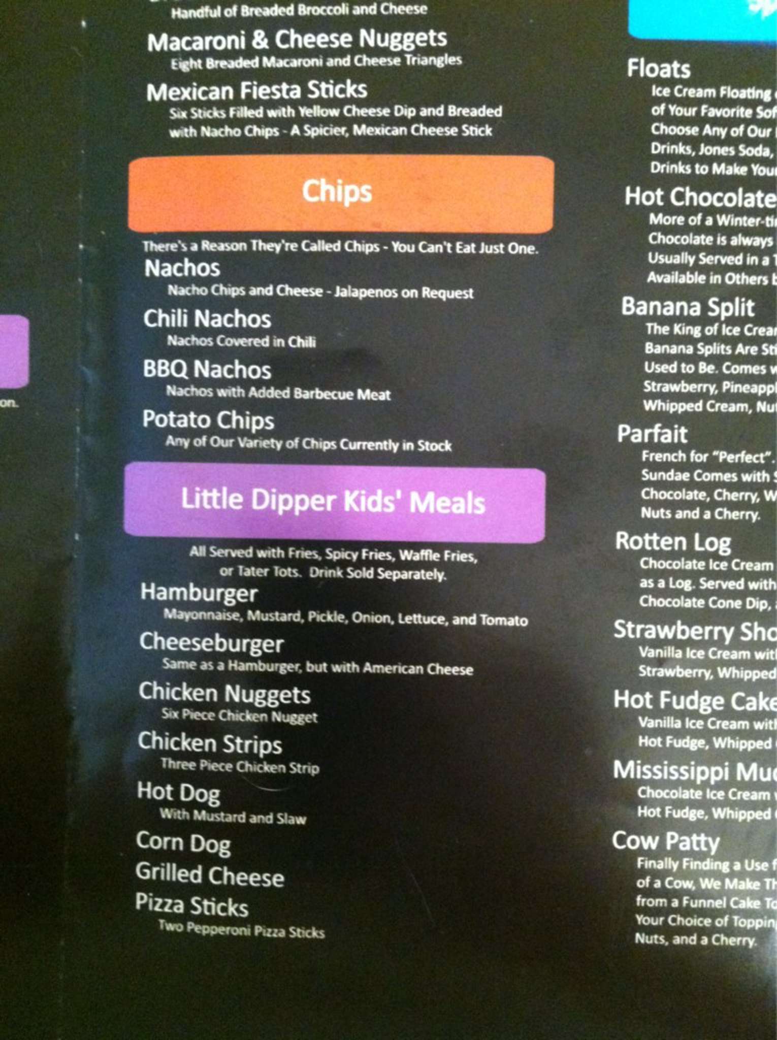 Menu at Velvet Cream - The Dip fast food, Hernando