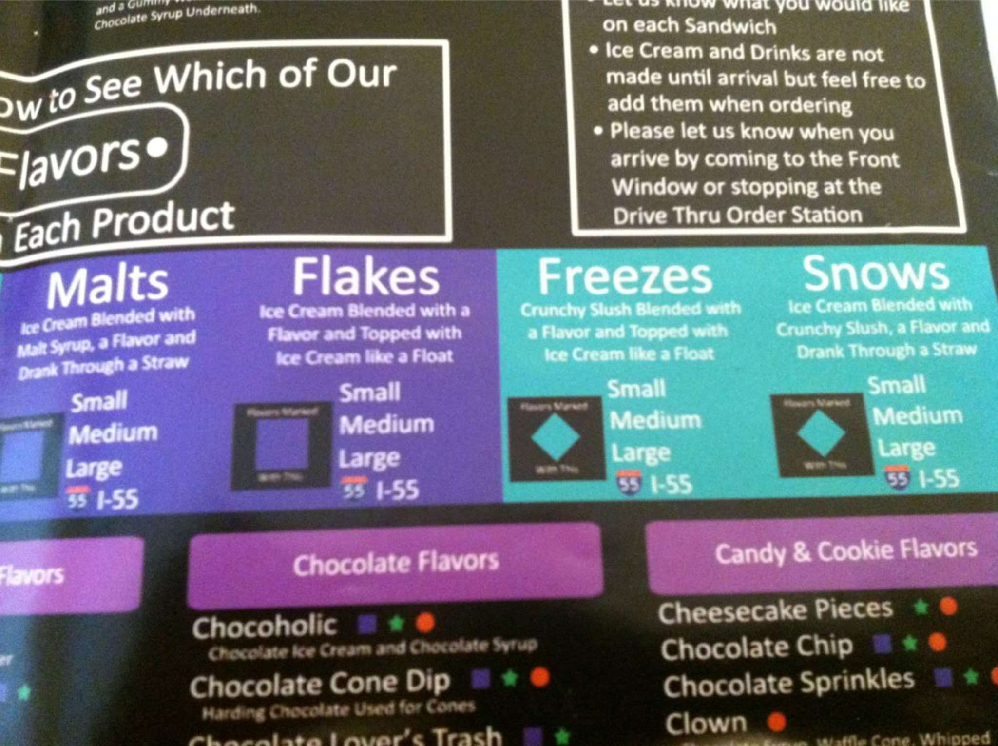 Menu at Velvet Cream - The Dip fast food, Hernando