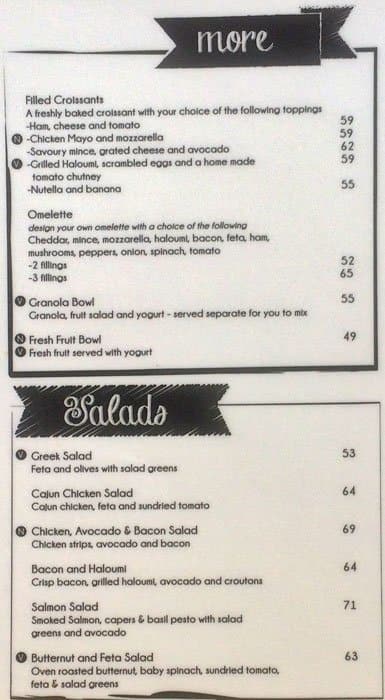 Menu at Café Coffee Pot restaurant, Centurion