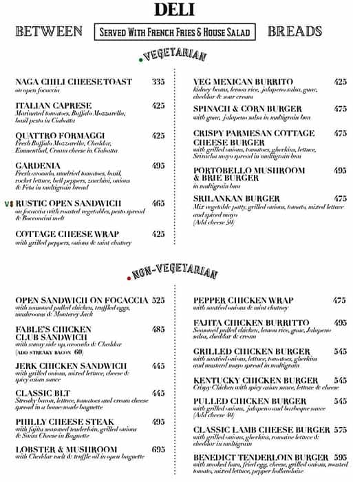 Menu at Fable cafe, Mumbai, Aashiyana Apartment