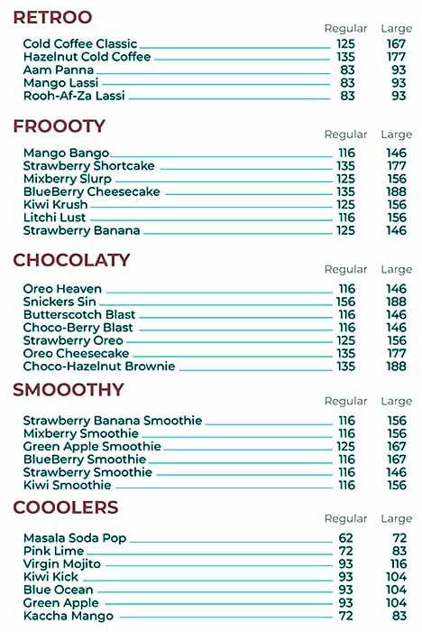 Menu of Shake Tastic, Whitefield, Bangalore