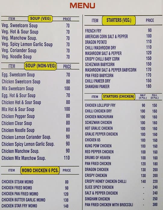 Menu at Bite N Sip, Kolkata
