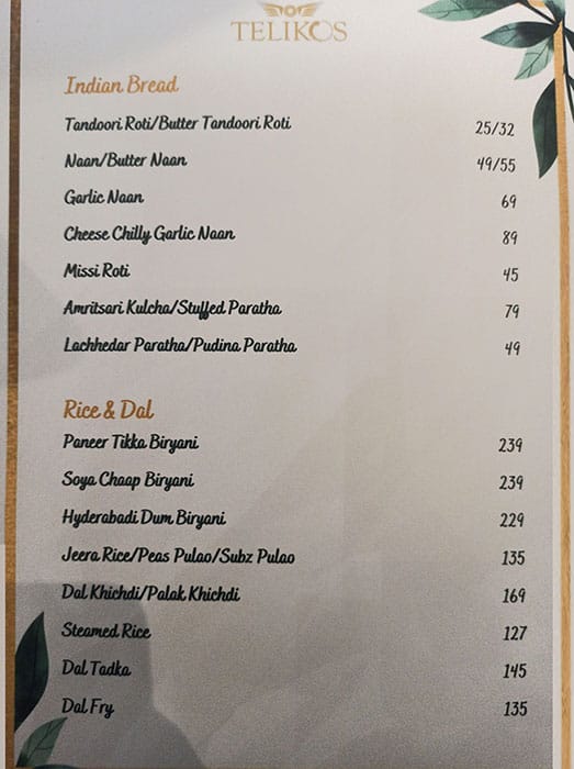 Menu at Telikos Restaurant & Banquet, Surat