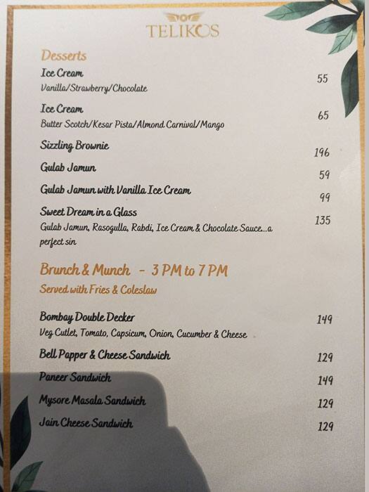 Menu at Telikos Restaurant & Banquet, Surat