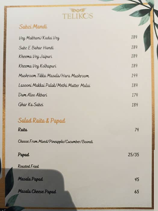 Menu at Telikos Restaurant & Banquet, Surat
