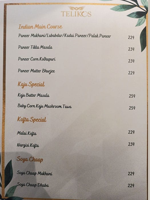Menu at Telikos Restaurant & Banquet, Surat