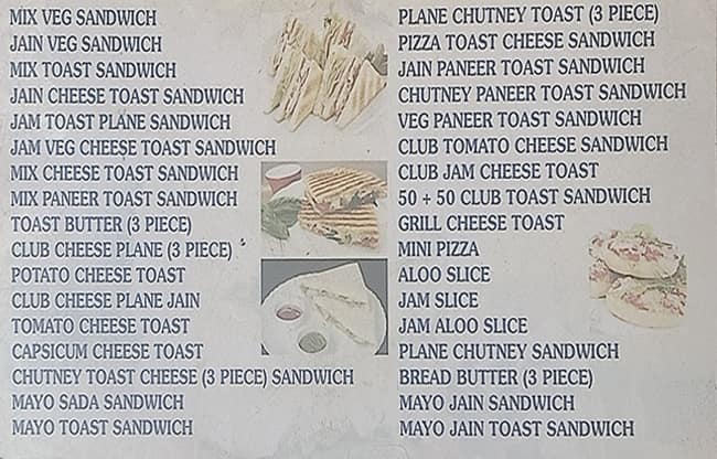 Menu of Govind Special Sandwich Corner, Girgaum, Mumbai