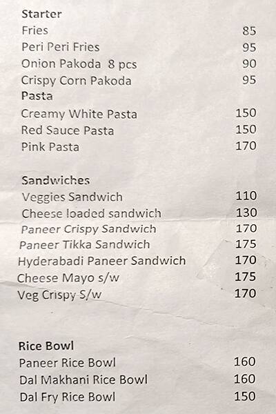 Menu of Box Inn, Ghatkopar East, Mumbai