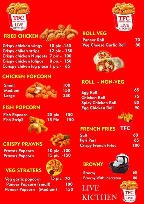 Menu of TFC - Crispy & Fried Chicken, Chanda Nagar, Hyderabad