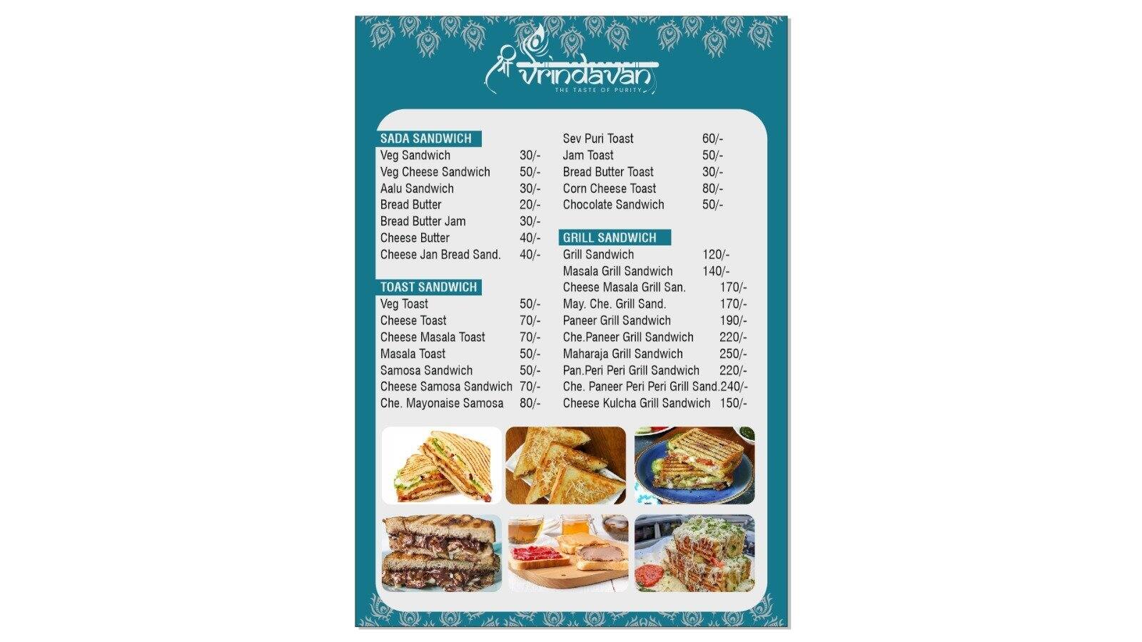 Menu of Shree Vrindavan Sweets, Mira Road, Mumbai