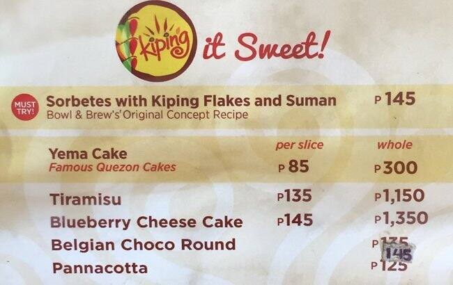 Carta del restaurante Bowl & Brew, Ciudad Quezon