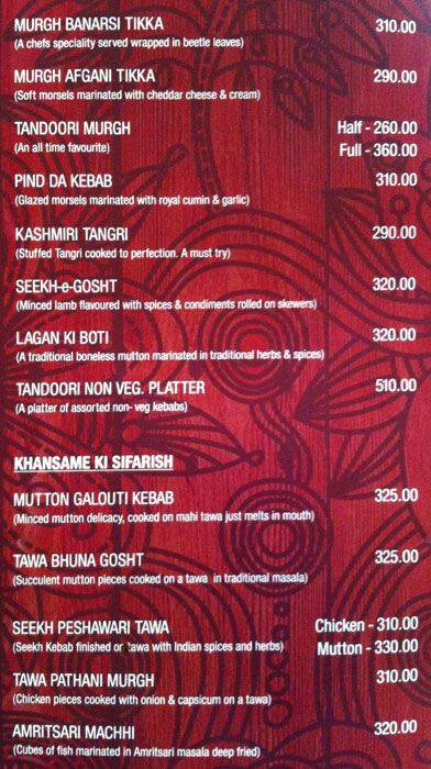 Menu at Deck Five, Indore