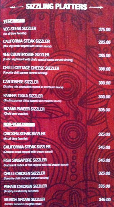 Menu at Deck Five, Indore