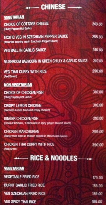 Menu at Deck Five, Indore