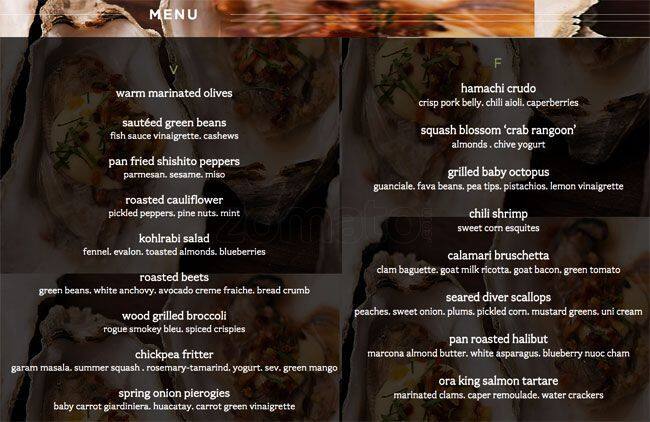 Menu at Girl & The Goat restaurant, Chicago
