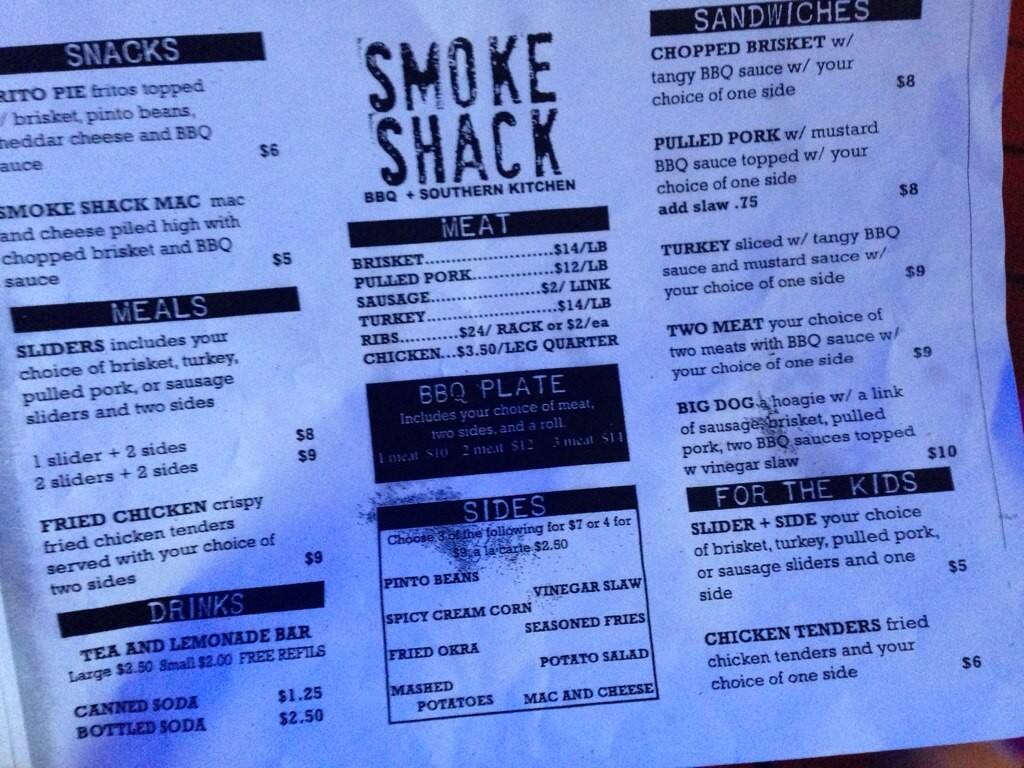 Smoke Shack menu, Menu restauracji Smoke Shack, Alamo Heights, San ...