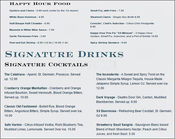 Menu at Harbor House restaurant, Milwaukee