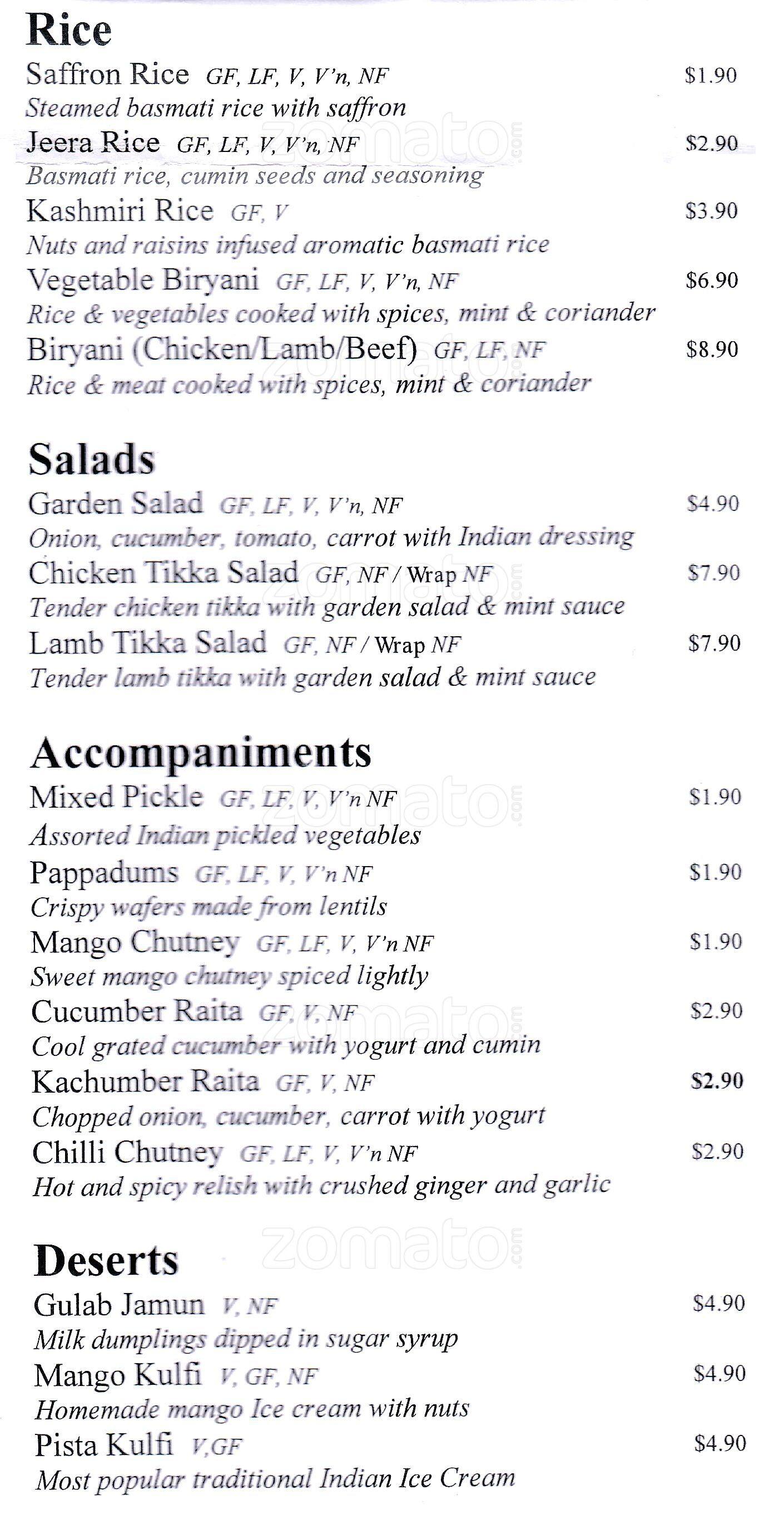 Menu at Indian Palace Express restaurant, Edwardstown