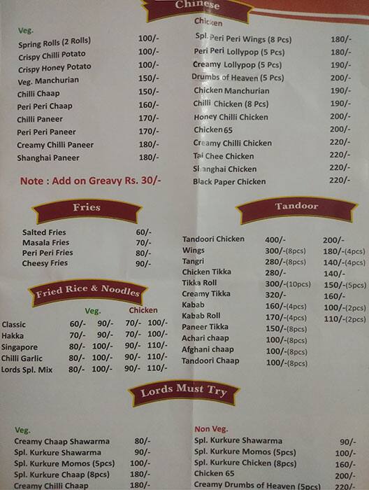 Menu of Kebab Cafe, Uttam Nagar, New Delhi