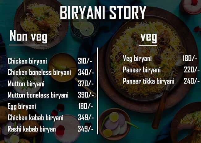 Menu of Biryani Story, Brookefield, Bangalore