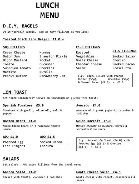 Menu at The Peckham Pelican pub & bar, London, The Peckham Pelican