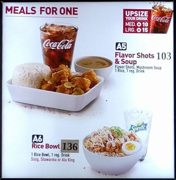 Menu at KFC fast food, Caloocan, 717