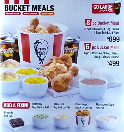 Menu at KFC restaurant, Pasay, Ground Flr, Diplomat Condominium