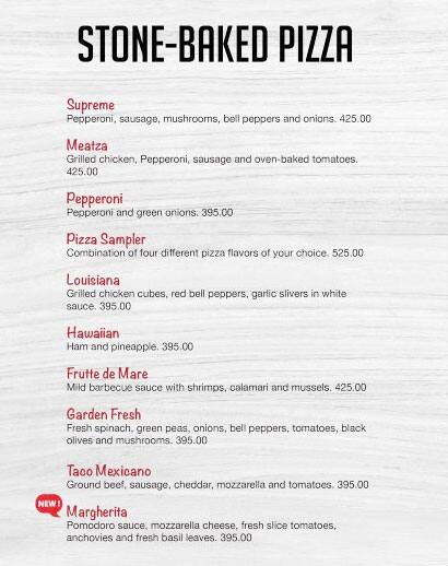 Menu at Burgoo restaurant, Marikina, SM Marikina