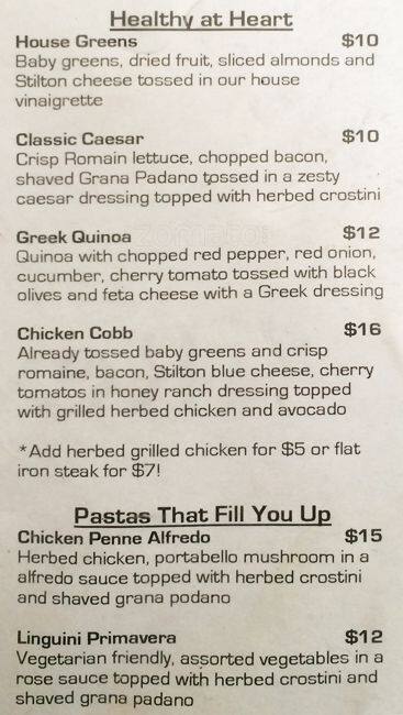 Menu at Rex's pub & bar, Toronto, 635 Bay St.